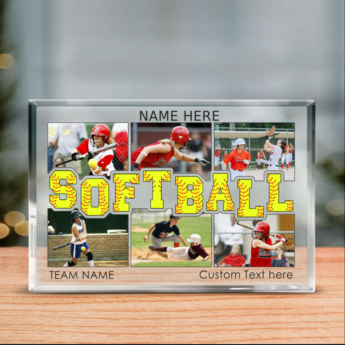Custom Softball Photo Collage Acrylic Block, Personalized Softball ...