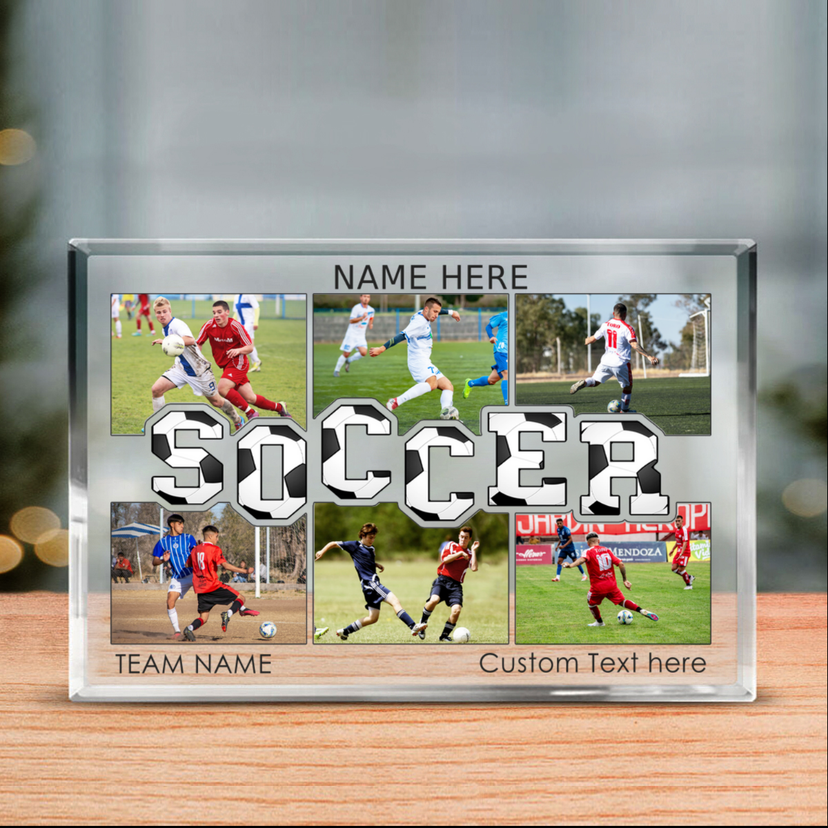 Custom Soccer Photo Collage Acrylic Block, Personalized Soccer Gifts ...