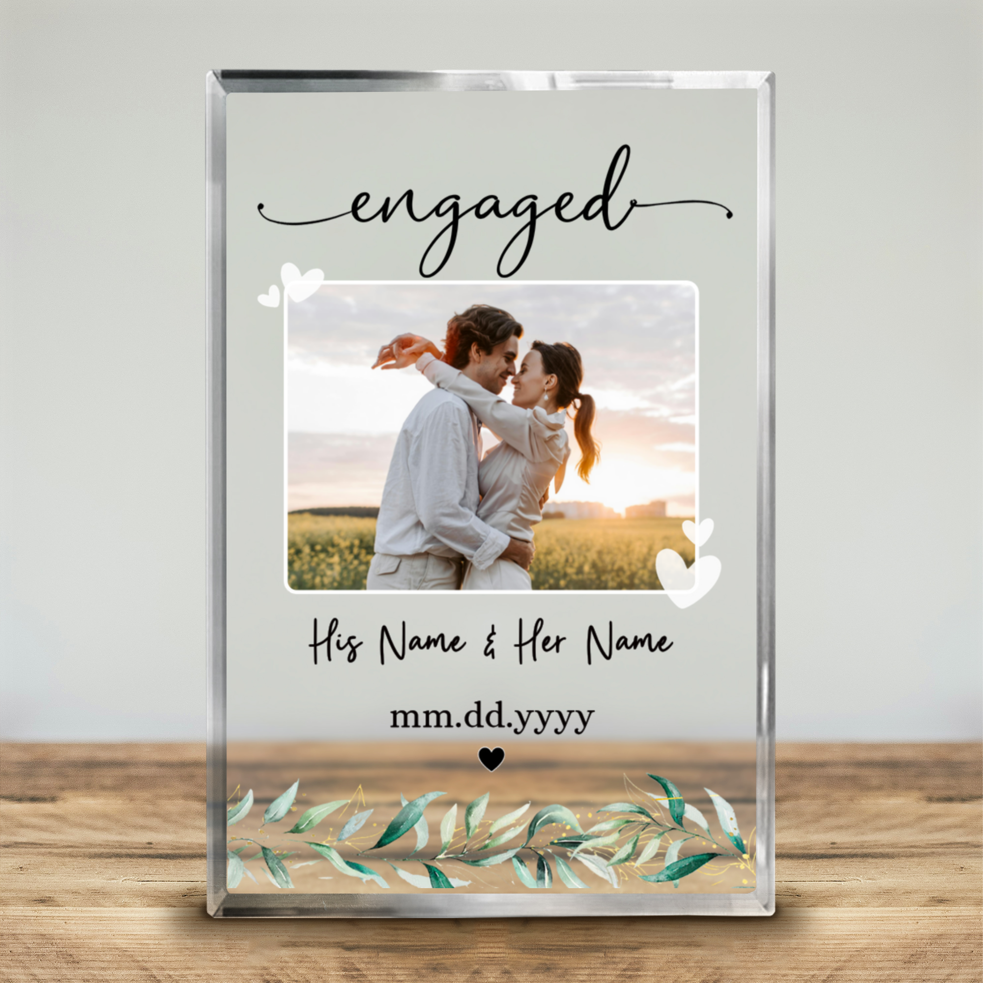 Personalized Engagement Photo Gift, Newly Engaged Couple Acrylic Block ...