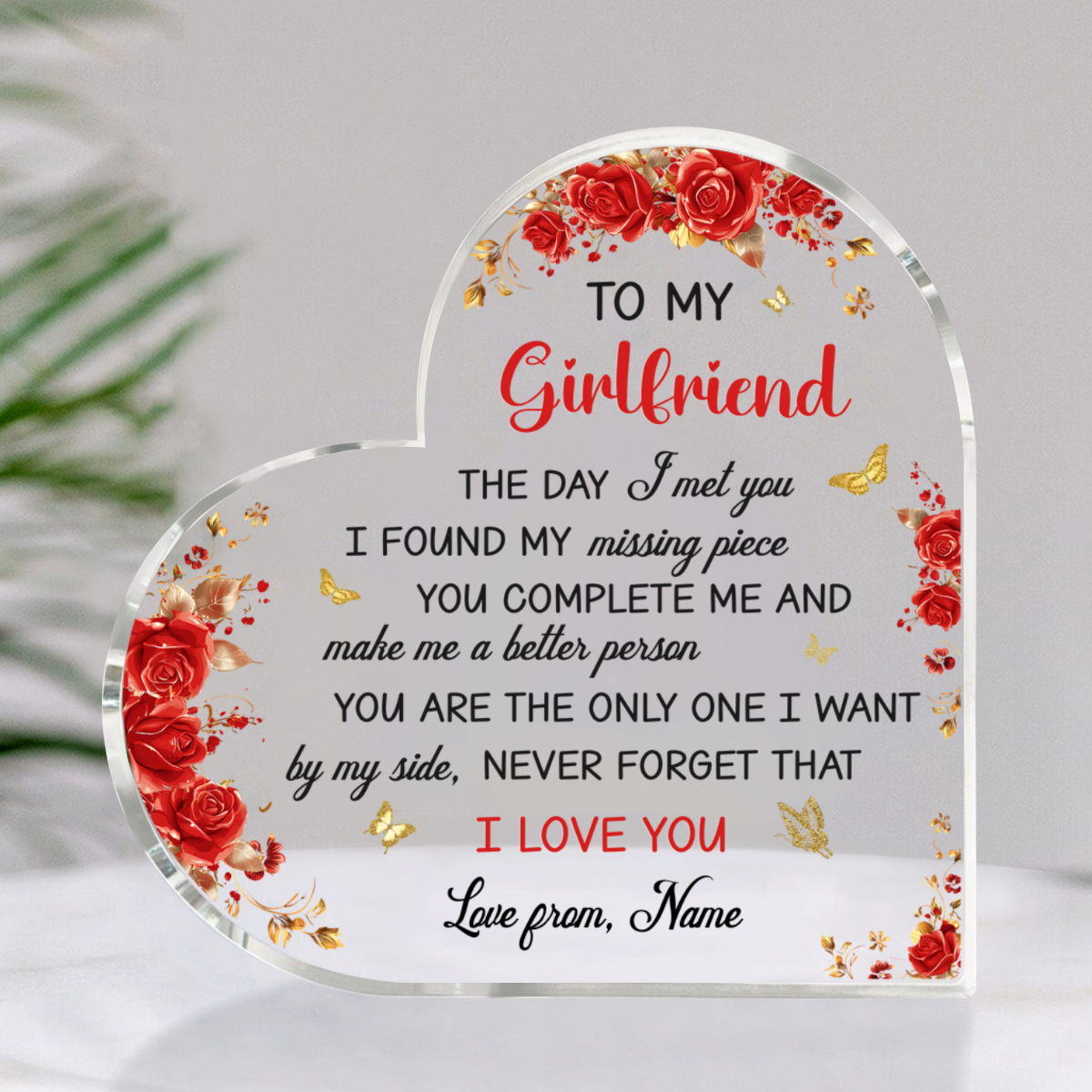 To My Girlfriends Custom Acrylic Block, Anniversary Valentine's Day ...