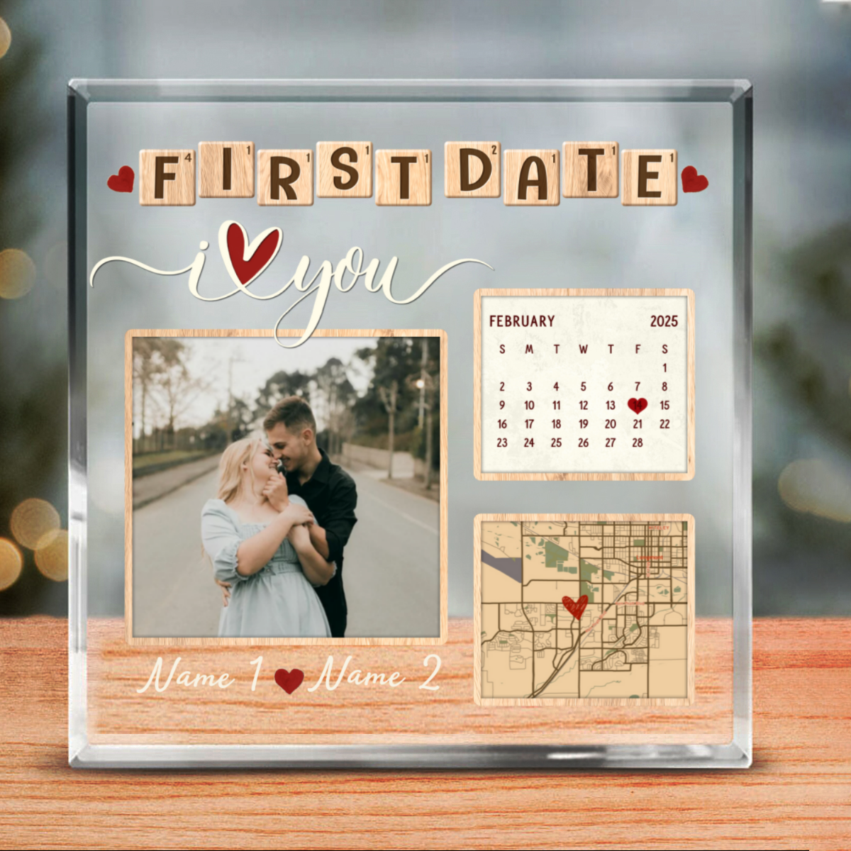 Personalized First Date Map Acrylic Plaque, Custom Anniversary Date ...