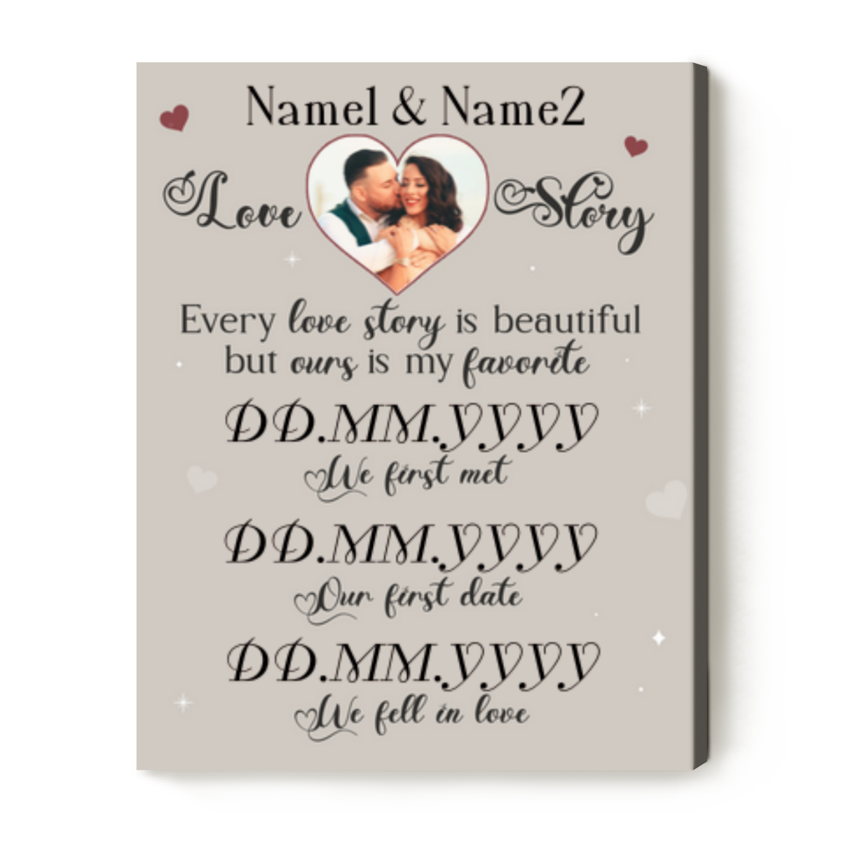 Personalized Our Love Story Sentiment Canvas, Gift For Husband And Wife ...