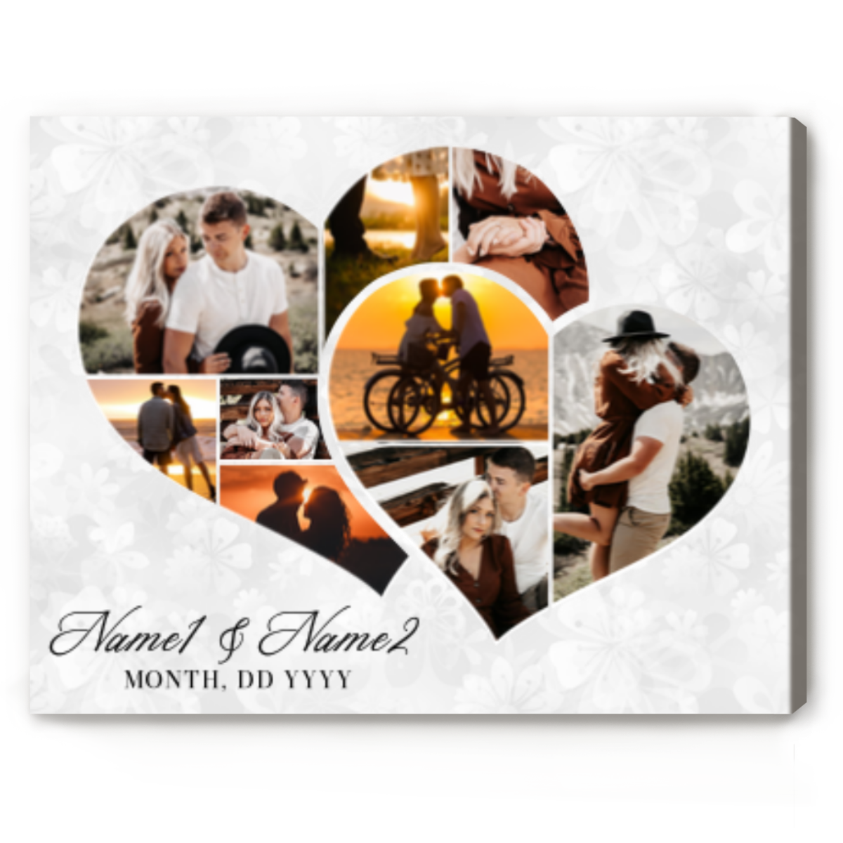 Two Hearts Entangled Photo Collage Canvas, Love Story Collage Gift ...
