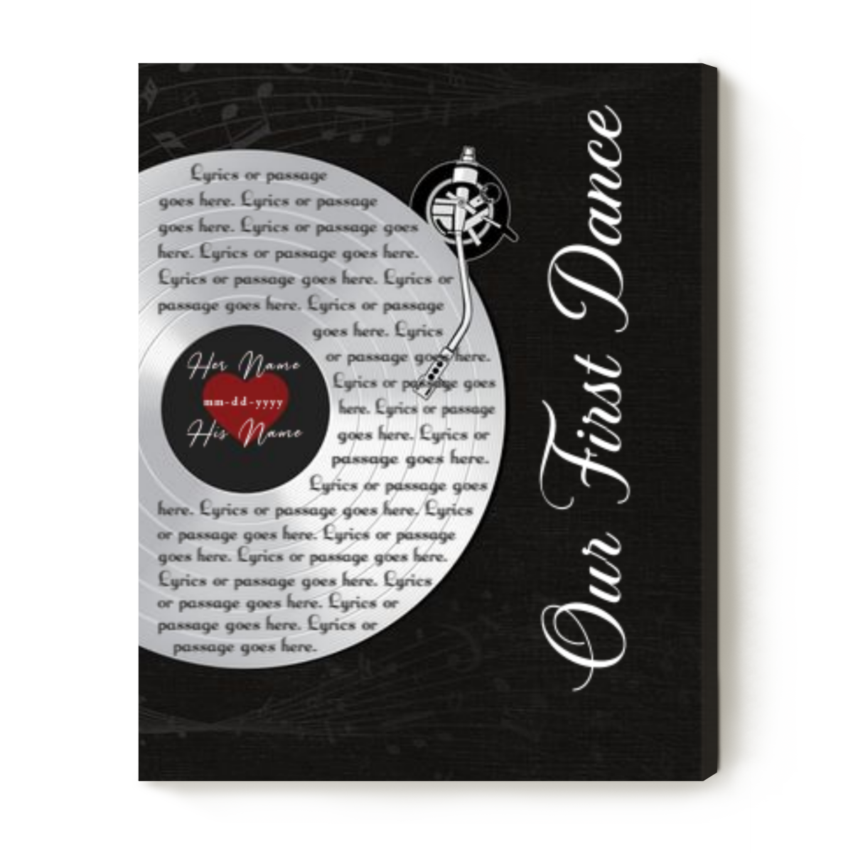 Personalized Our First Dance Song Print, Custom Song Lyric On Canvas ...