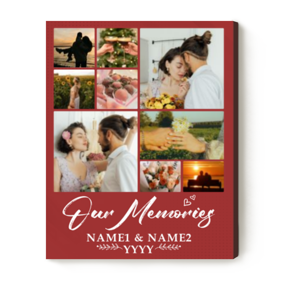 Personalized Couple Memories Photo Collage Canvas, Romantic Valentine’s ...