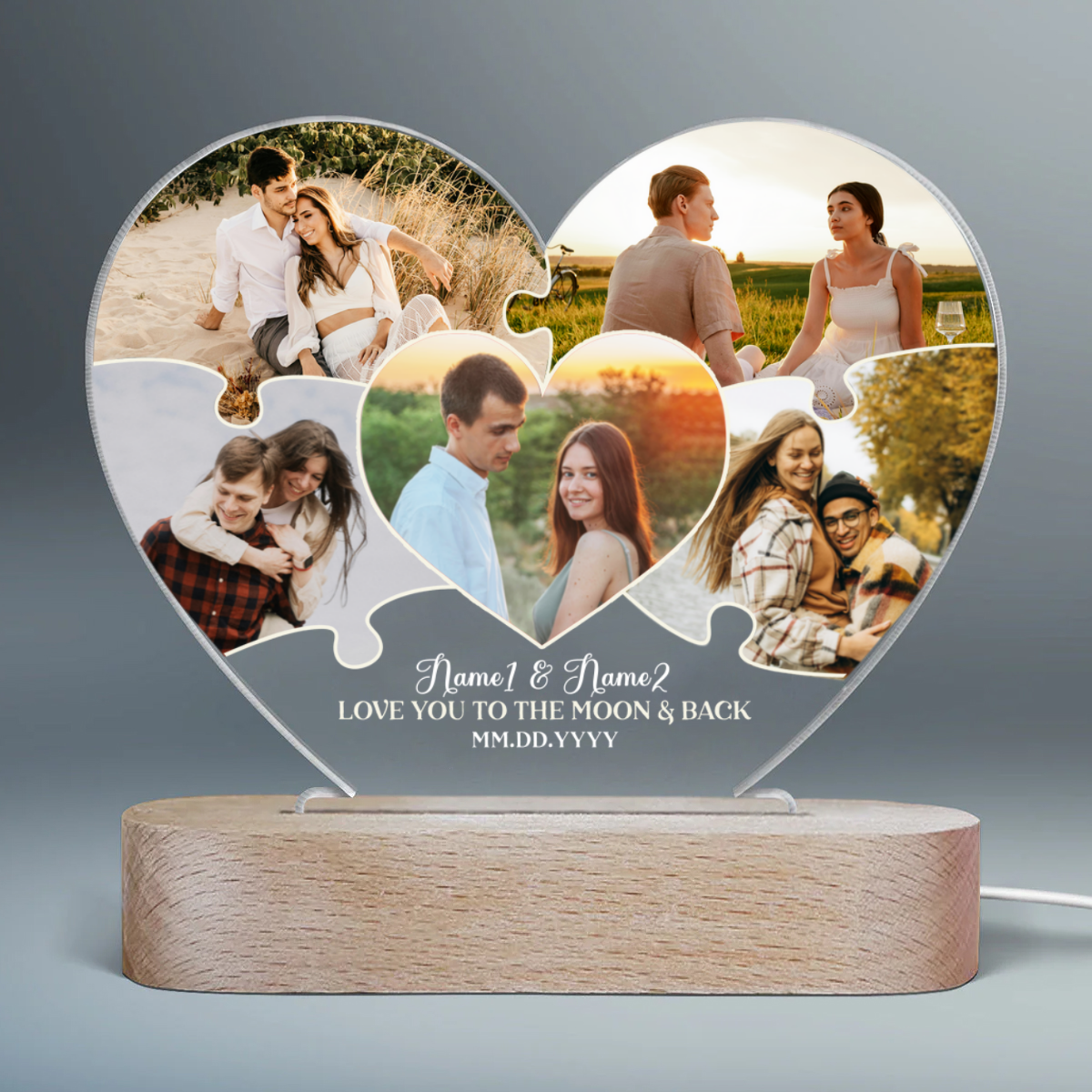 Personalized Photo Collage Led Night Light, Custom Valentines Day Gifts ...
