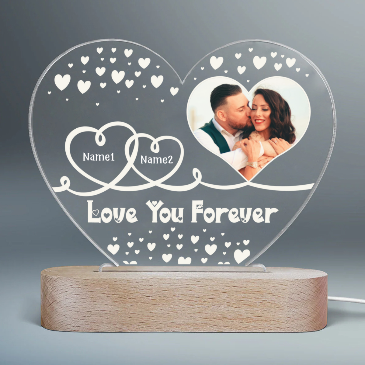 Personalized Romantic Led Lights Gift For Her, Custom Couple Photo ...