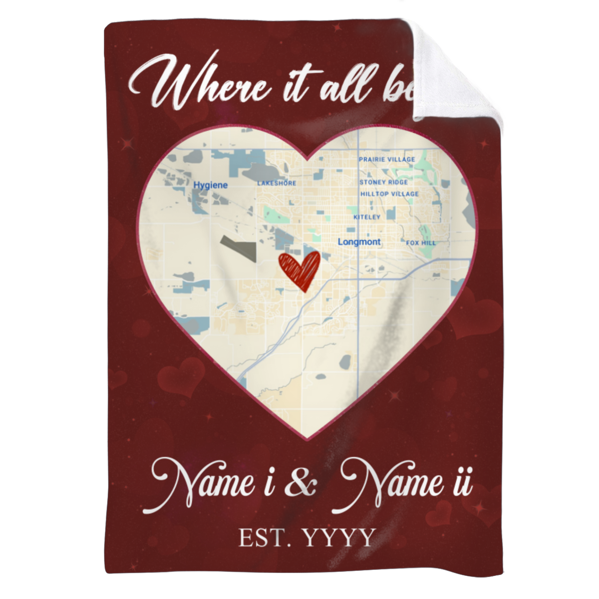 Custom Map Blanket With Coordinates, Personalized Location Map Blanket ...