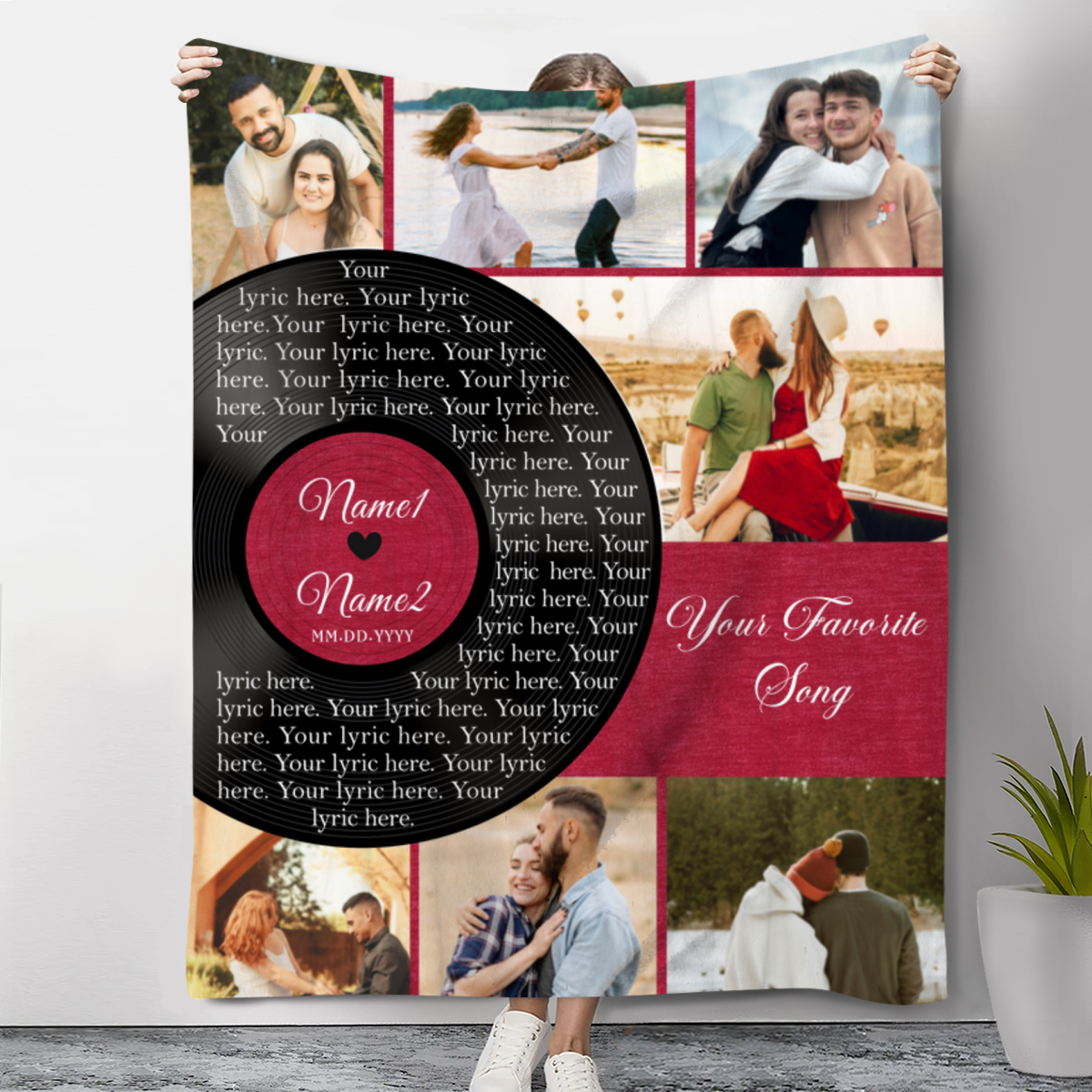 Vinyl Record Personalized Song Lyrics Blanket, Custom Vinyl Lyric With ...