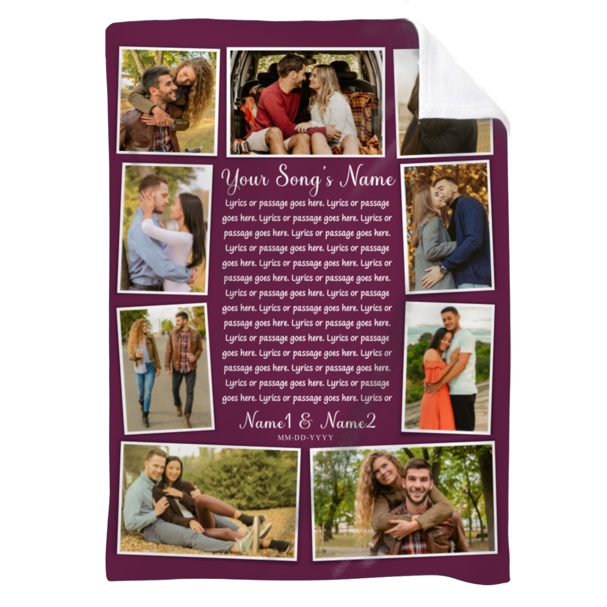 Personalized Collage Blanket With Song Lyrics, Special Song Custom ...