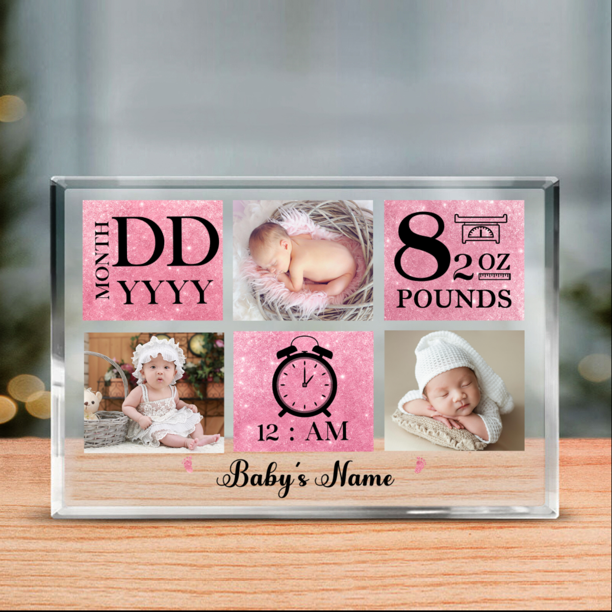 Personalized New Baby Photo Keepsake Gift, Baby Birth Stat Acrylic ...