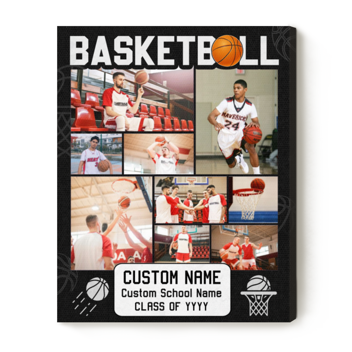 Custom Basketball Photo Collage Gifts, Personalized Basketball Picture ...