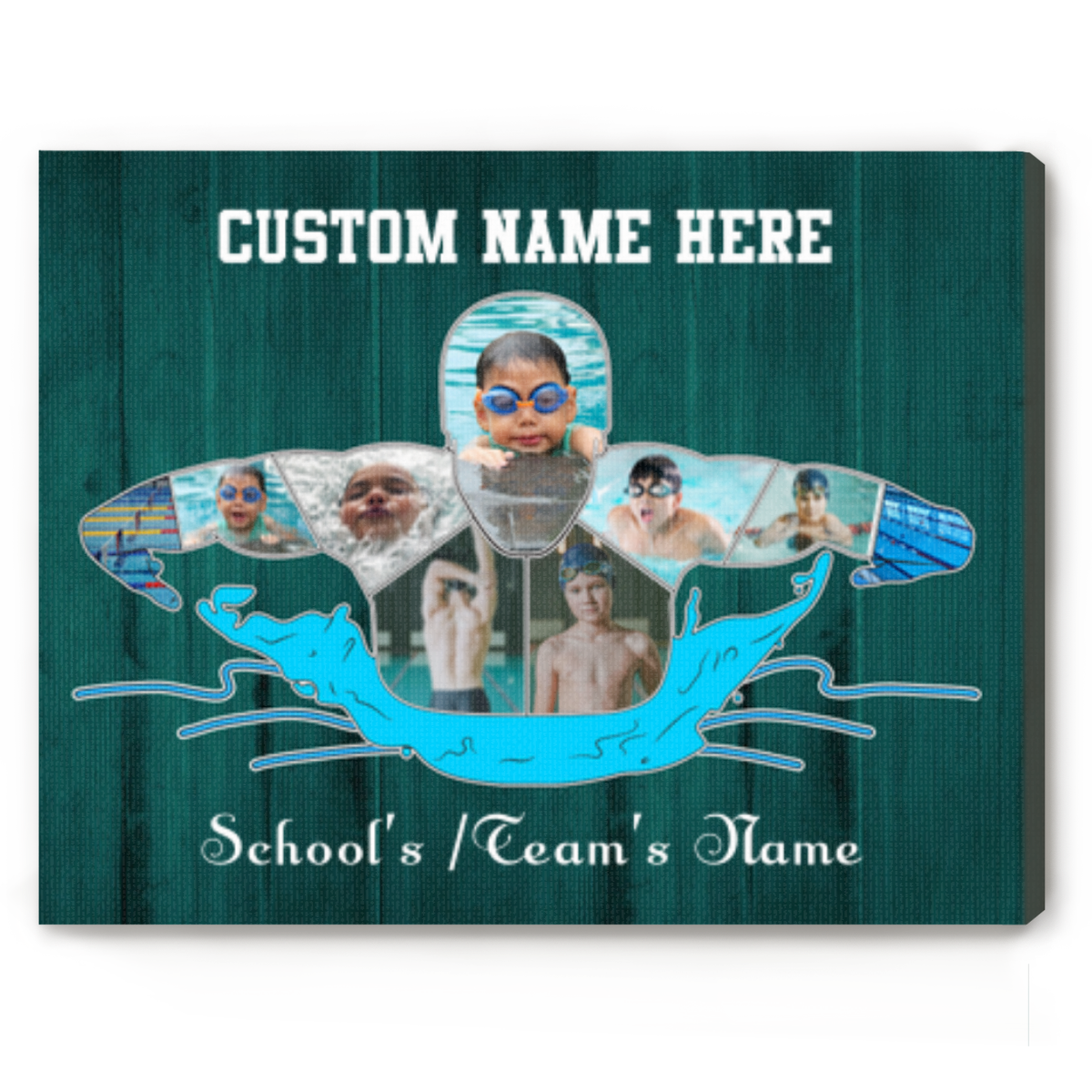 Swimming Sport Photo Collage Canvas, Personalized Gift For Swimmer ...