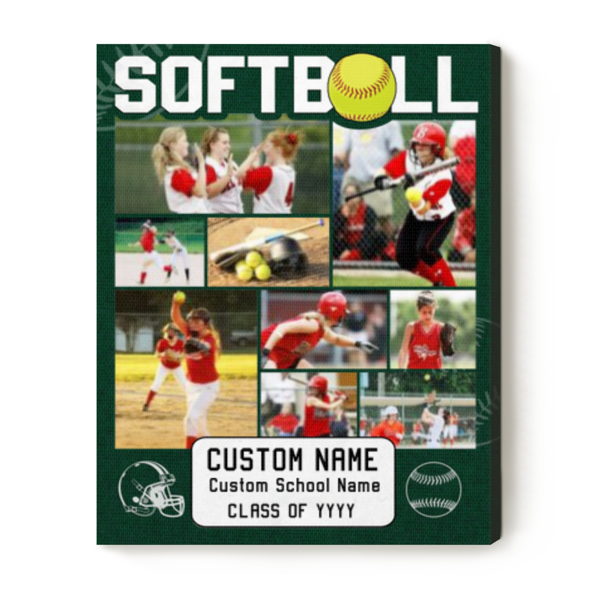 Personalized Softball Photo Gift, Softball Photo Collage Canvas, Custom ...