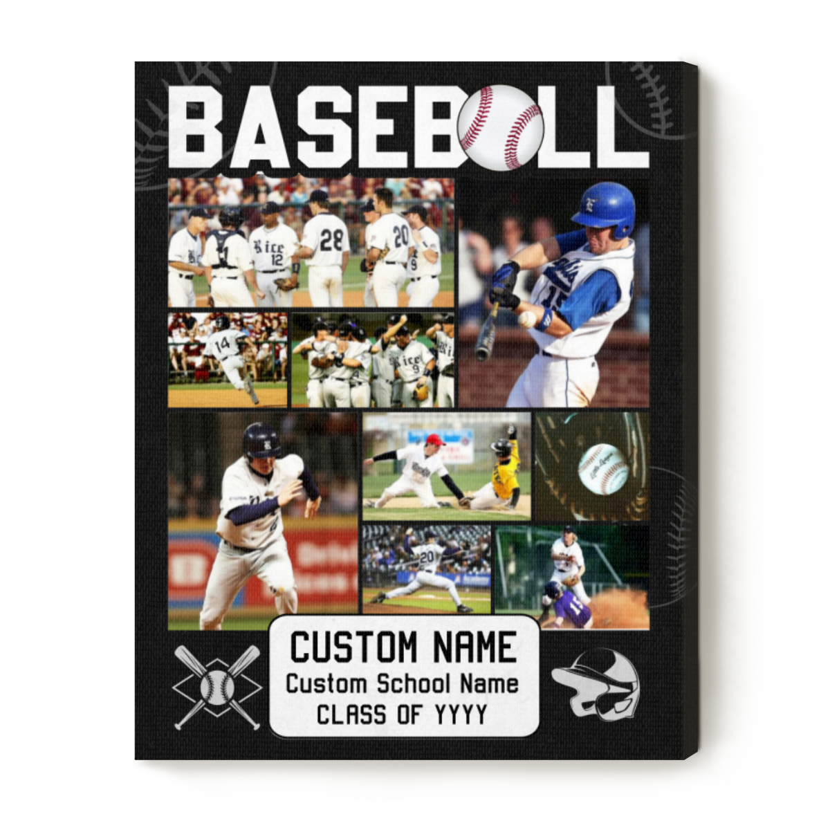 Personalized Baseball Picture Collage Canvas, Senior Baseball Gift ...