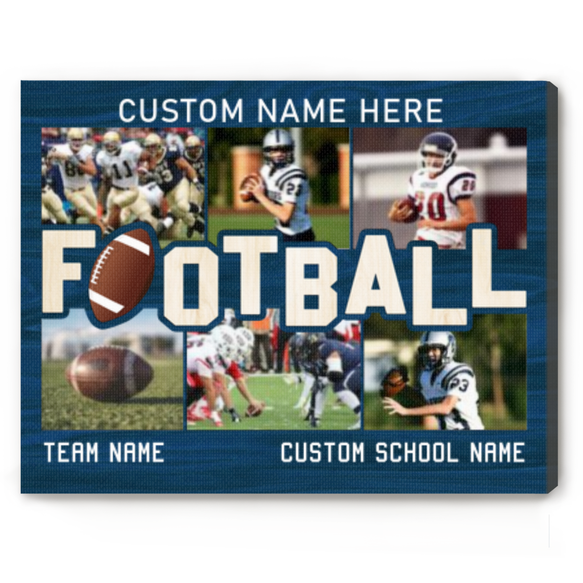 American Football Custom Photo Collage Canvas, Creative Football Senior ...
