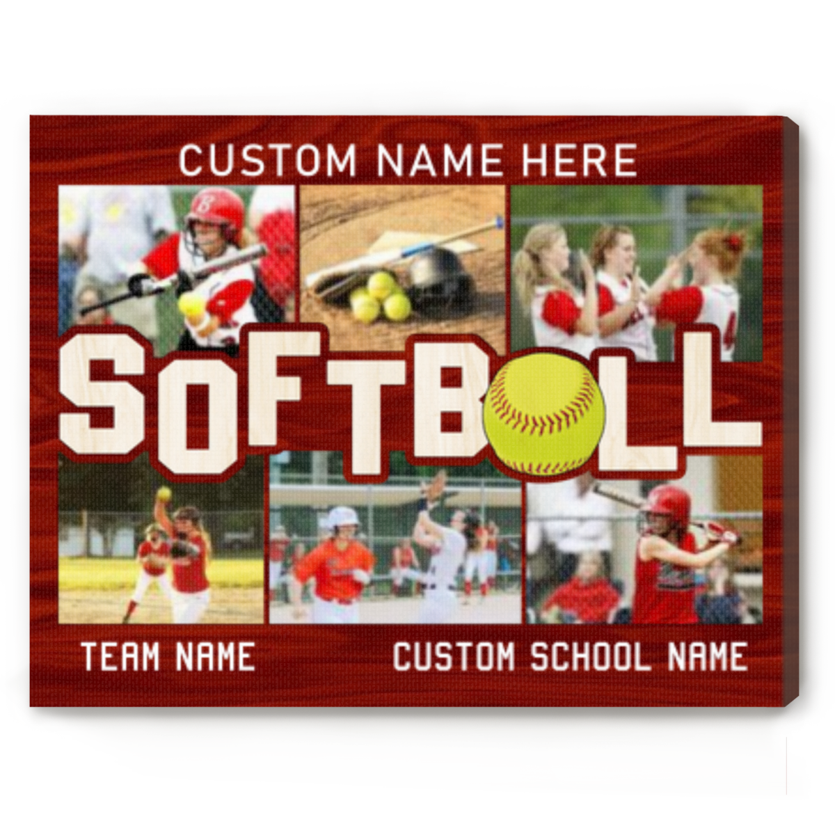 Softball Custom Picture Collage Canvas, Softball Gifts For Senior Girls ...