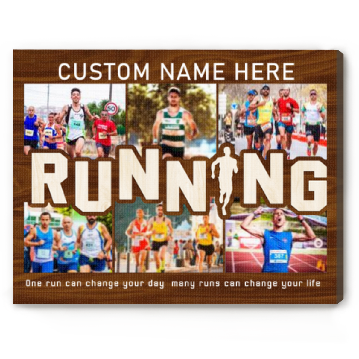 Personalized Running Picture Collage Canvas, Gifts For Marathon Runners ...