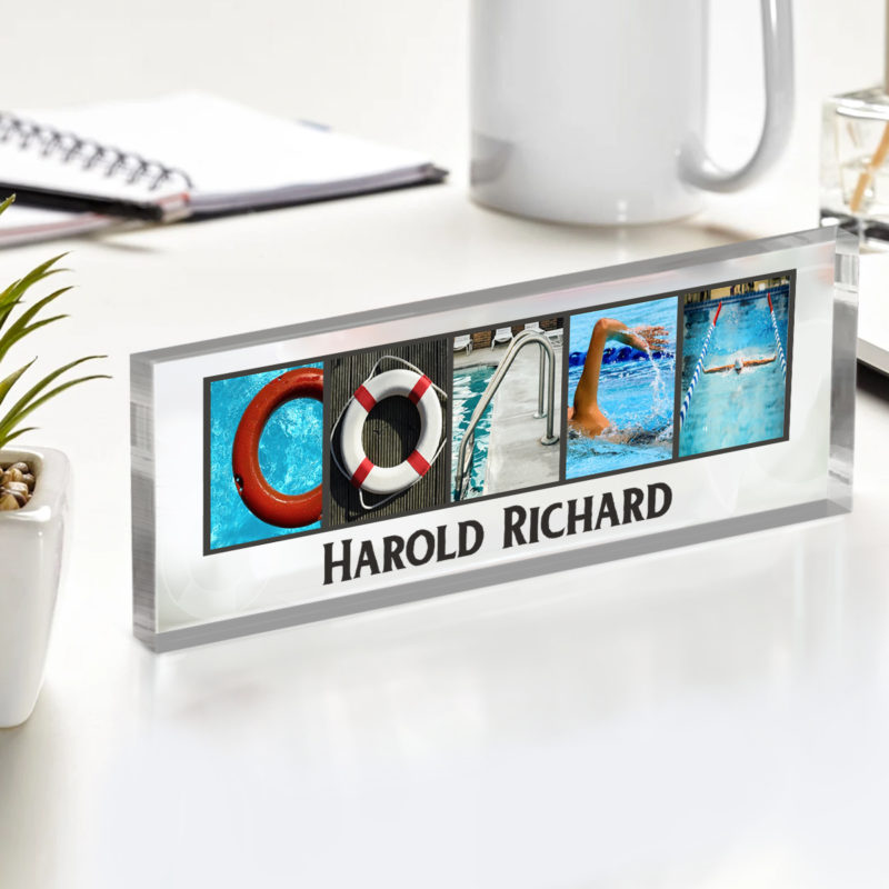 Personalized Swimming Coach Desk Plate, Swimming Acrylic Plaques For ...