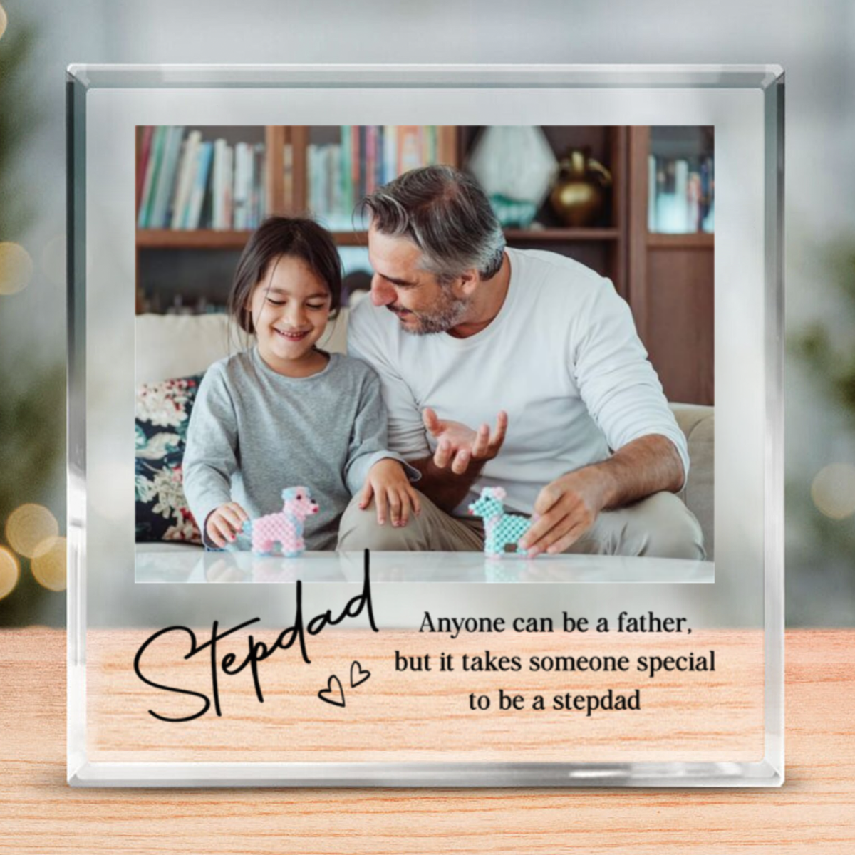 Stepdad Personalized Picture Acrylic Block, Step Dad Father's Day Gifts ...