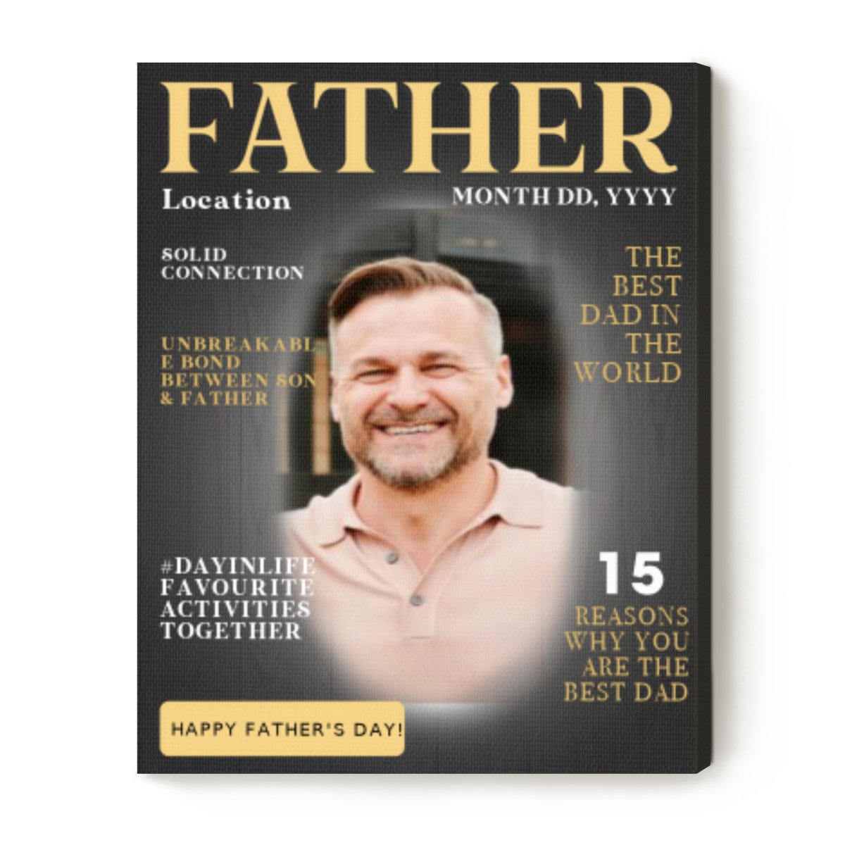 Father Personalized Magazine Cover Canvas, Custom Fathers Day Magazine ...