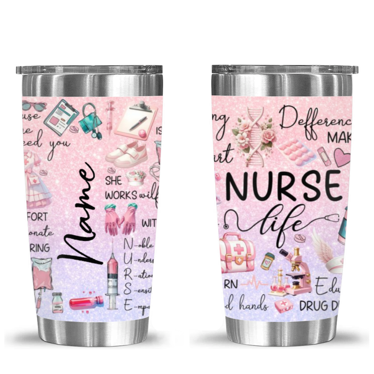 Personalized Nurse Tumblers With Name, Inspirational Nurse Tumbler ...