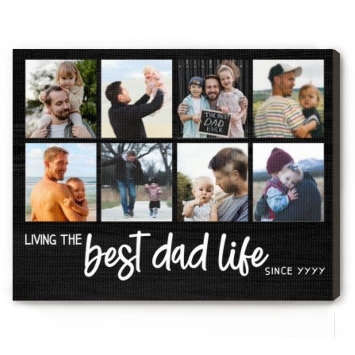 Best Dad Life Custom Photo Collage Canvas, Father's Day Canvas Print ...