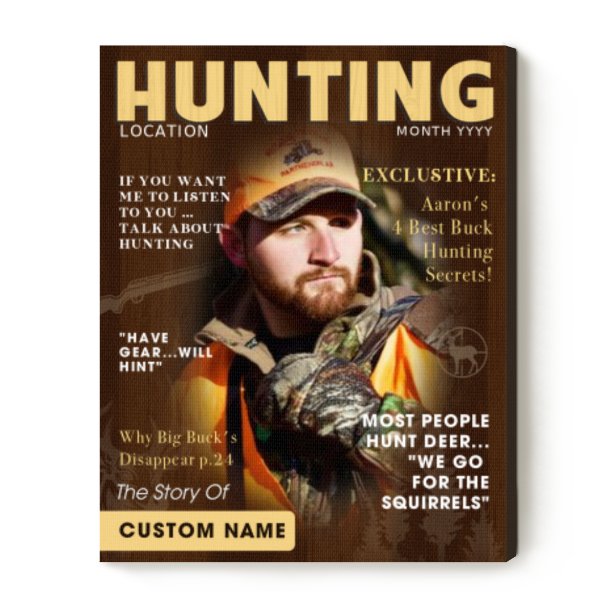 Personalized Hunter Magazine Cover Canvas, Custom Gift For Hunter ...