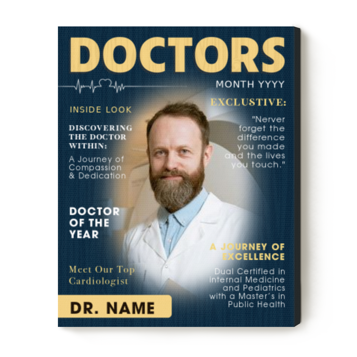 Personalized Doctor Magazine Cover Canvas, Custom Gift For Physicians ...