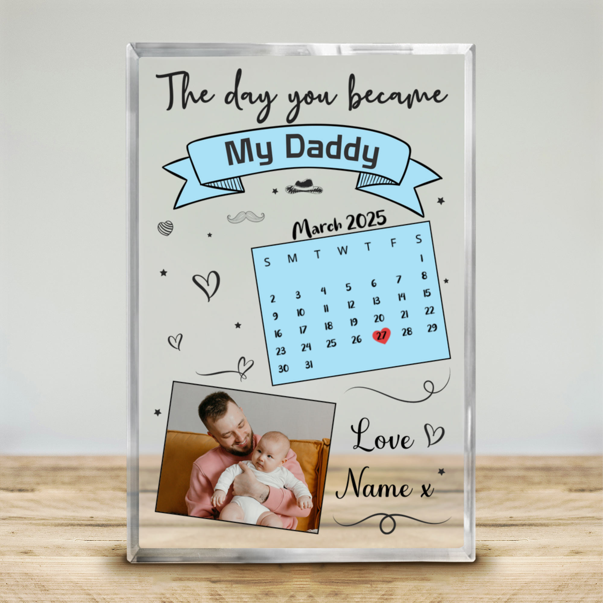 Personalized New Daddy Acrylic Block, First Time Dad Christmas Gifts ...