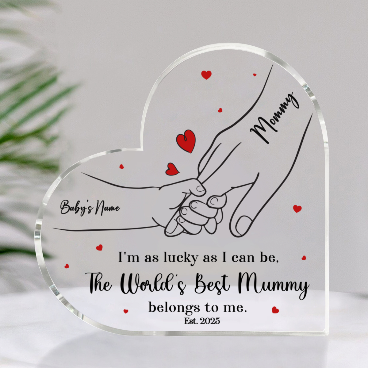 First Mothers Day Gift From Baby, Mom And Baby Hands Heart Acrylic ...