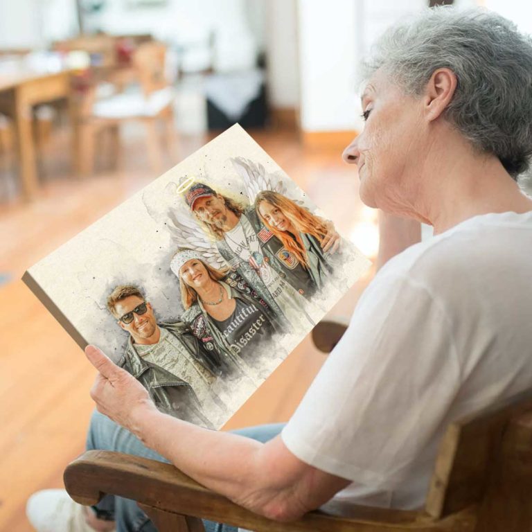 Custom Memorial Drawing Canvas, Personalized Family Memorial Portrait ...