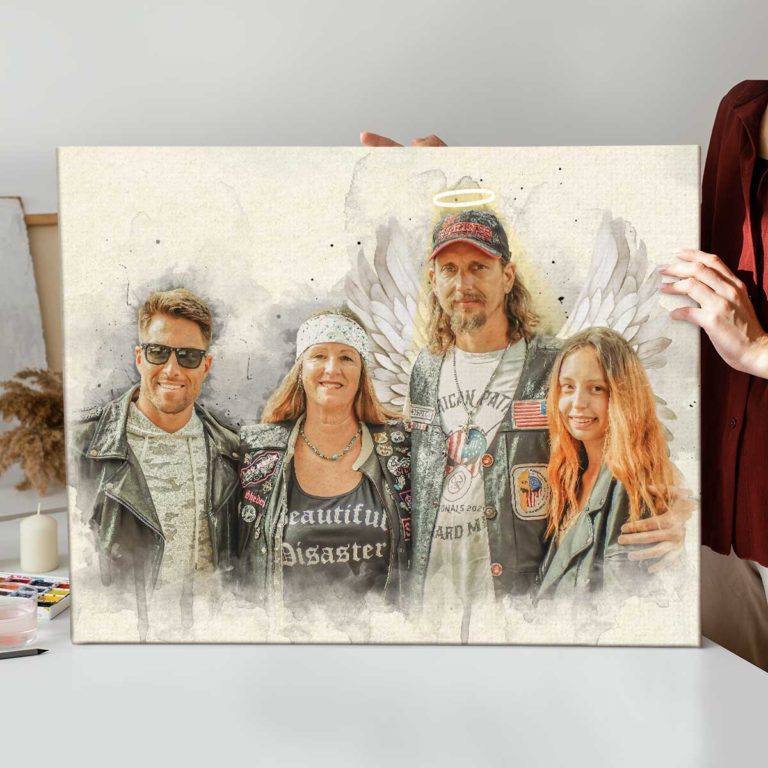Custom Memorial Drawing Canvas, Personalized Family Memorial Portrait ...