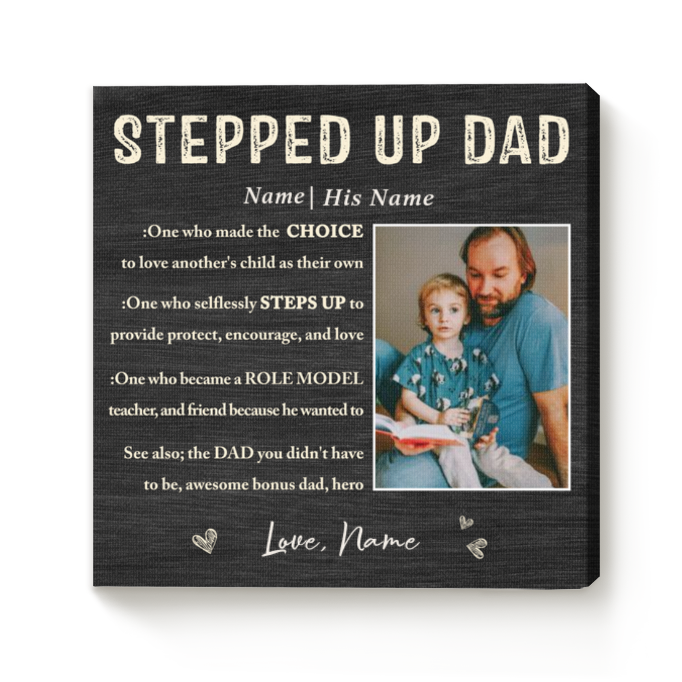 Gifts For Step Dad Fathers Day, Stepdad Definition Canvas, Birthday ...