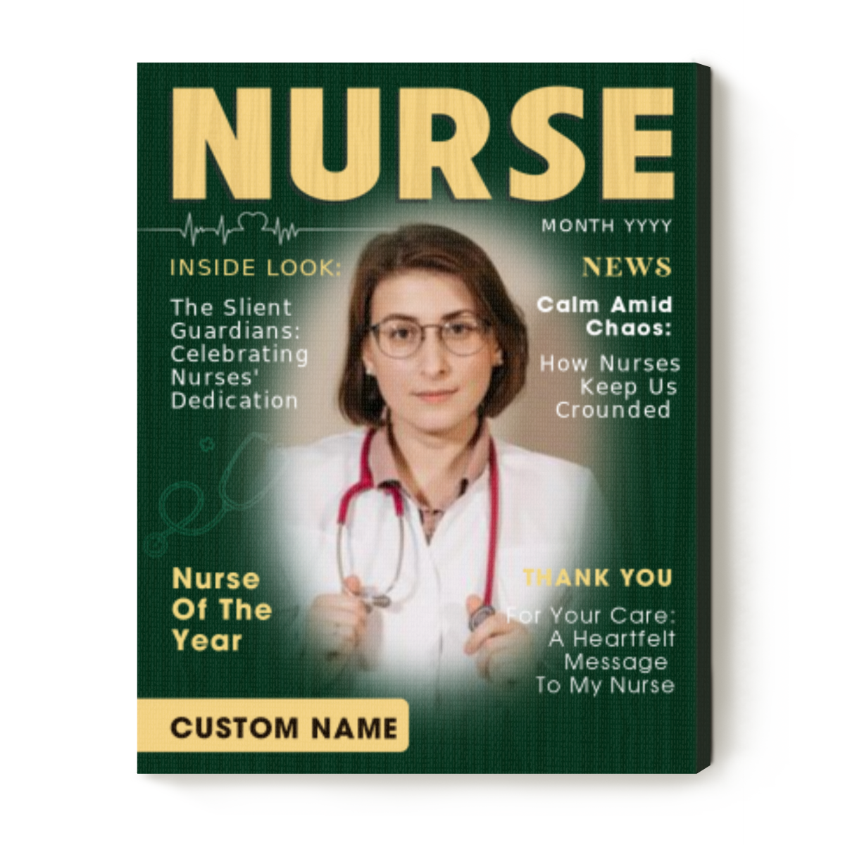 Personalized Nurse Magazine Cover Canvas, Nurse Appreciation Gifts ...