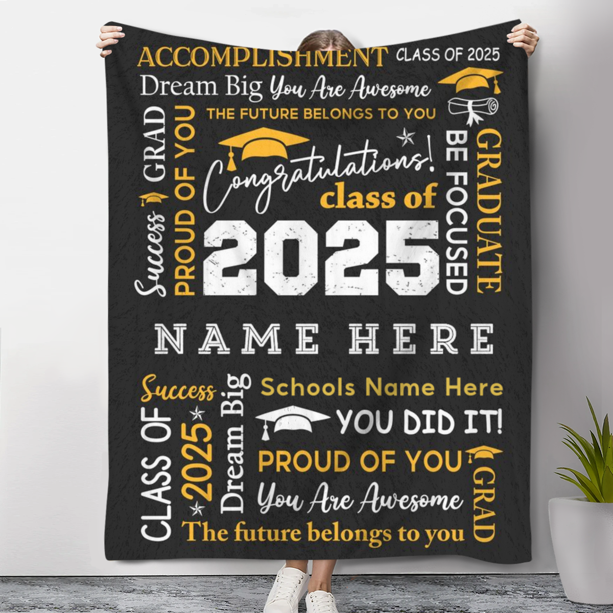 Custom Graduation Blanket, Class Of 2025 Gifts, Senior Graduation Gift ...