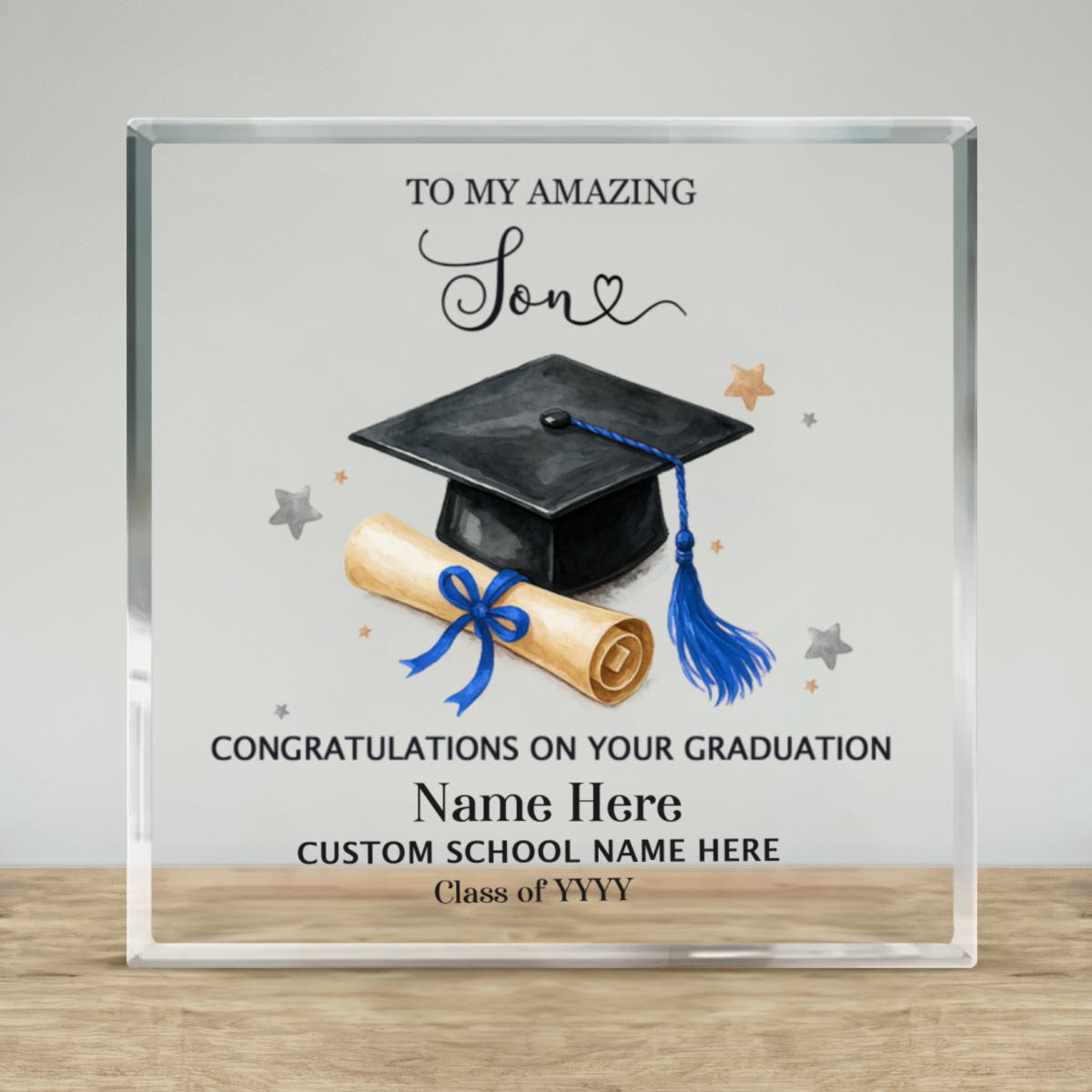 Personalized Grad Gift For Son, Graduation Plaque For Son, High School ...