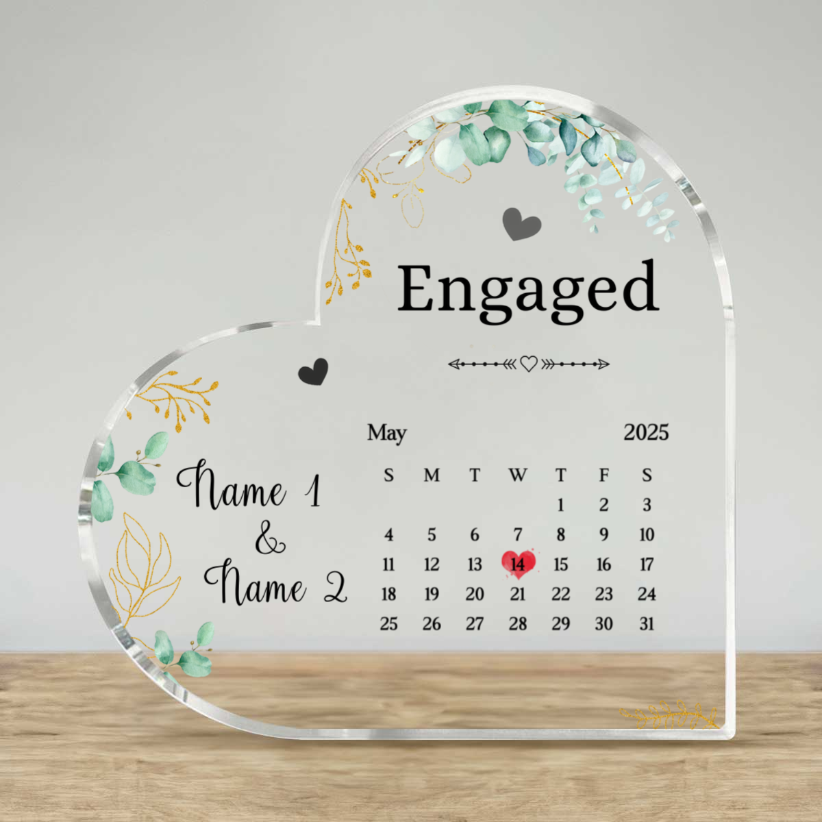 Personalized Engagement Gift, Engagement Calendar Acrylic Plaque ...