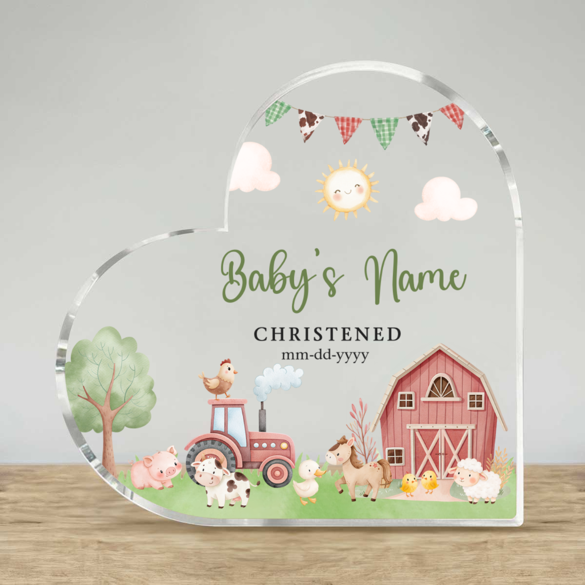 Personalized Baby Christening Gift, Farm Animals Baptism Plaque ...