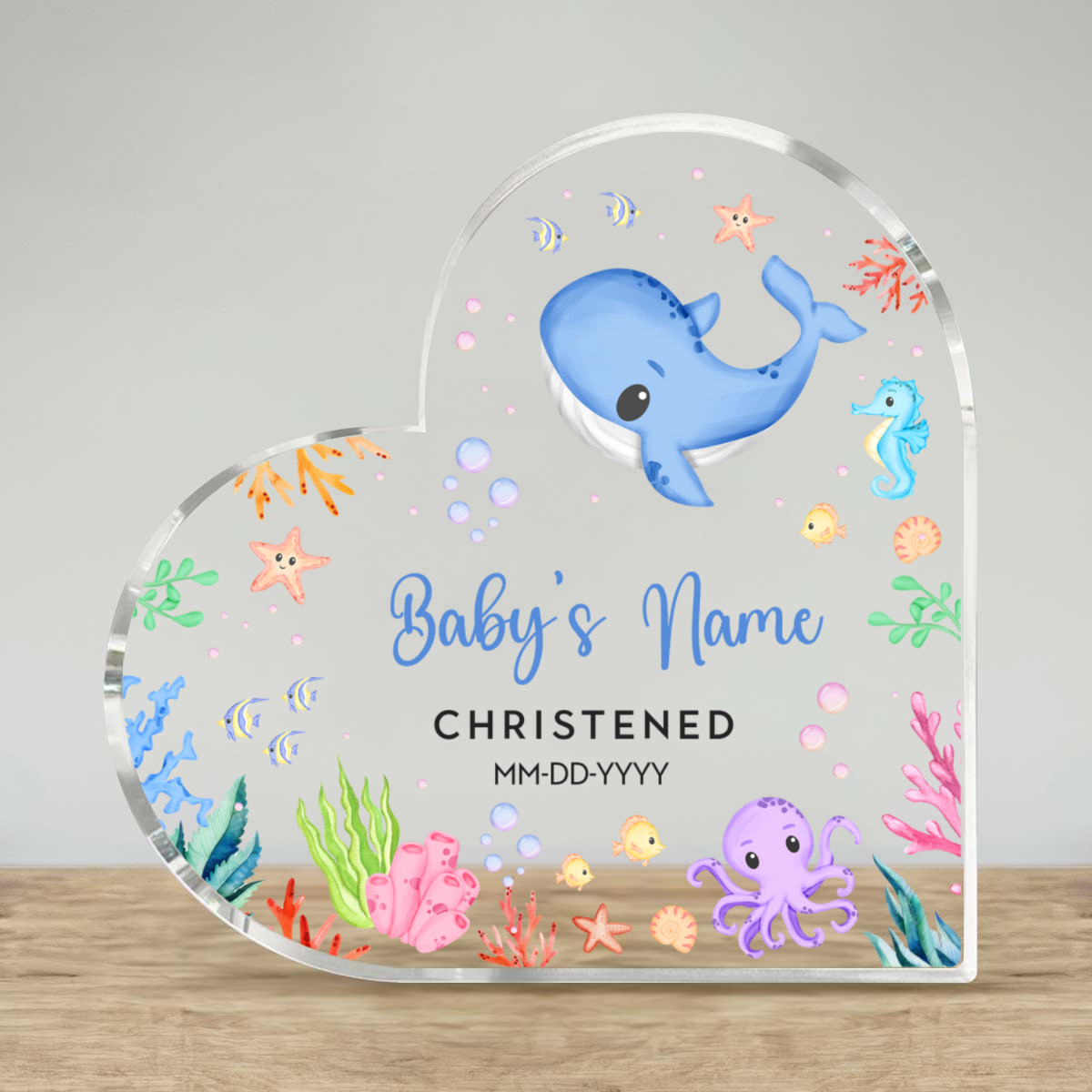 Personalized Christening Gift For Baby, Sea Animals Baptism Plaque ...