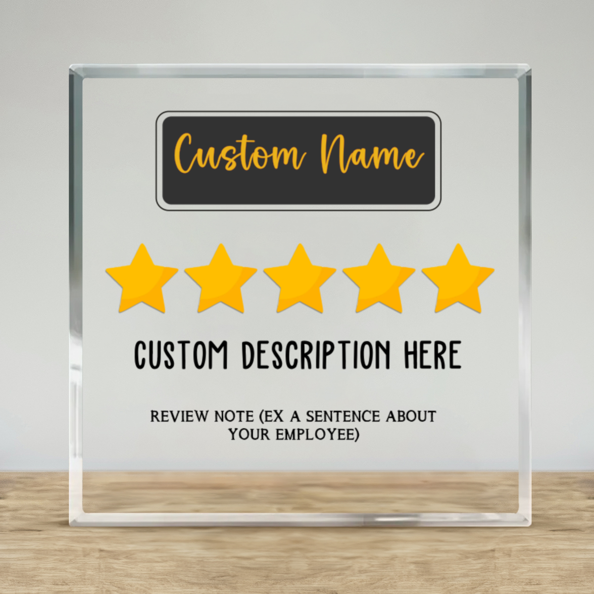 Personalized Employee Appreciation Gift, 5 Star Review Plaque, Employee ...