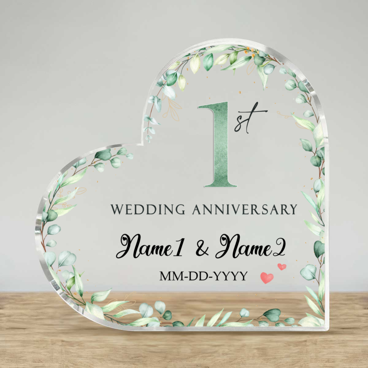 Personalised Floral 1st Anniversary Gift, Paper Anniversary Plaque ...