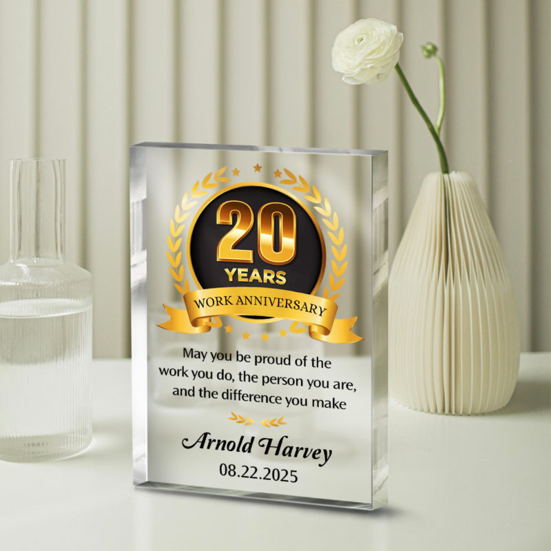 Personalized Employee Recognition Plaque, Custom Work Anniversary Gift ...