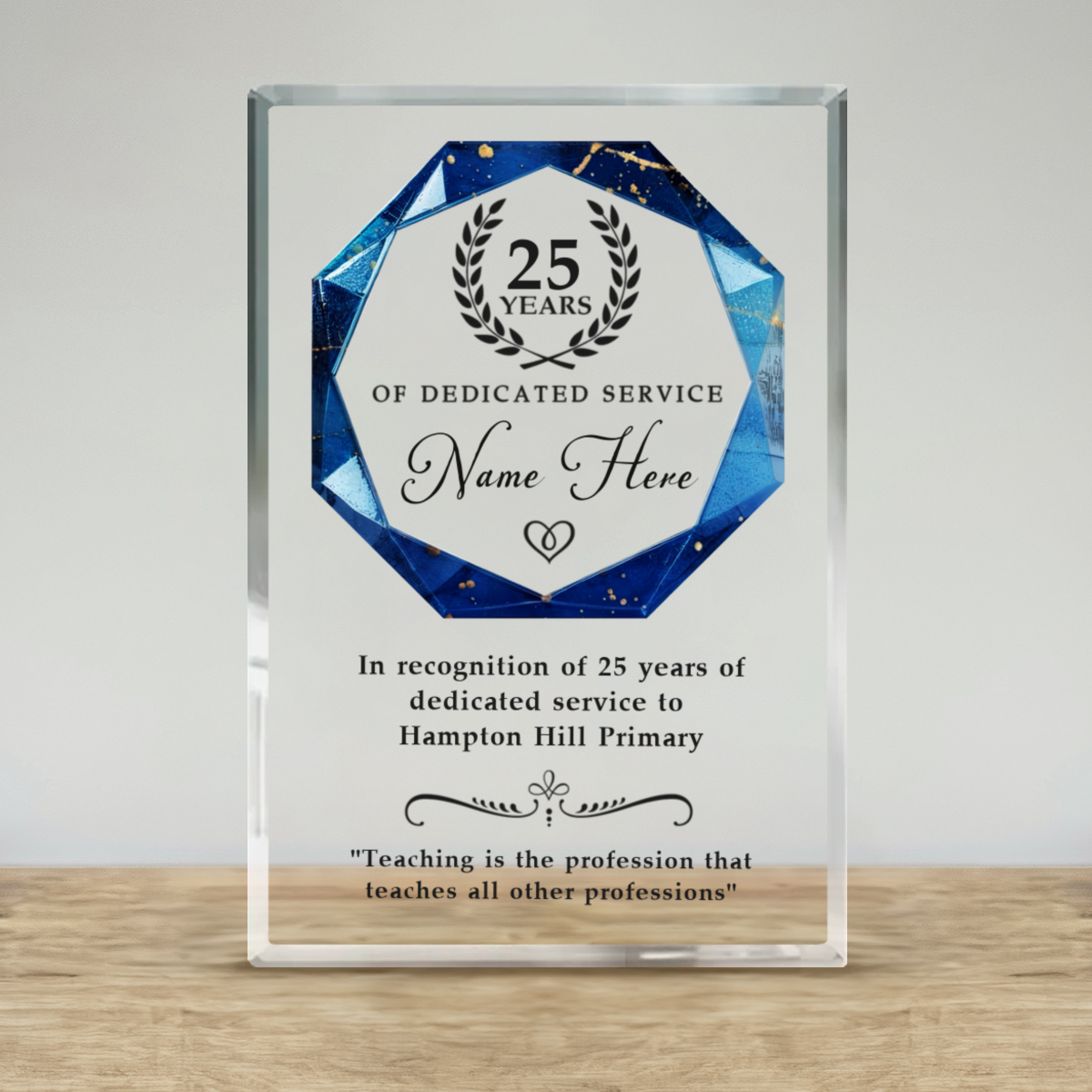 Personalized Years Of Service Award Plaque, Employee Recognition Plaque ...