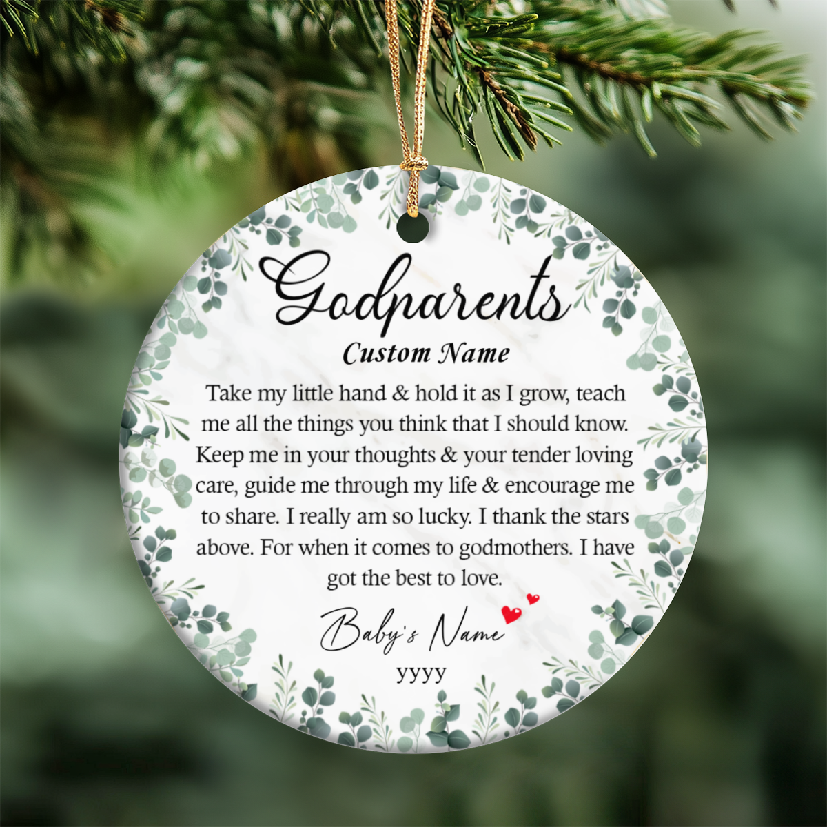 Custom Godparents Ceramic Ornament - Christmas Baptism Gift ...