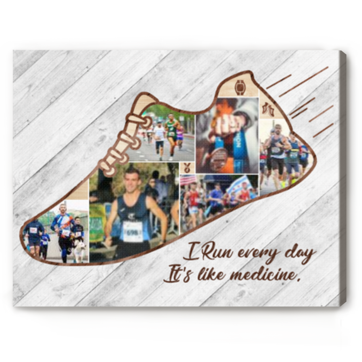 Personalized Photo Collage Runner Canvas – Marathon Coach Gift, Running ...