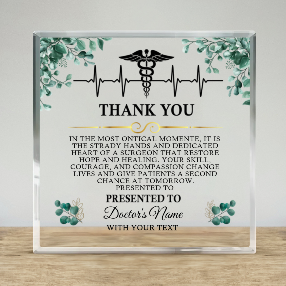 Personalized Doctor Thank You Plaque – Medical Professional Recognition ...