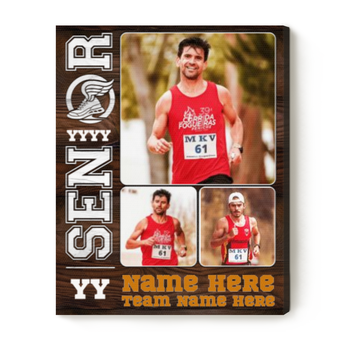 Personalized Running Senior Photo Canvas - Custom Marathon Runner ...
