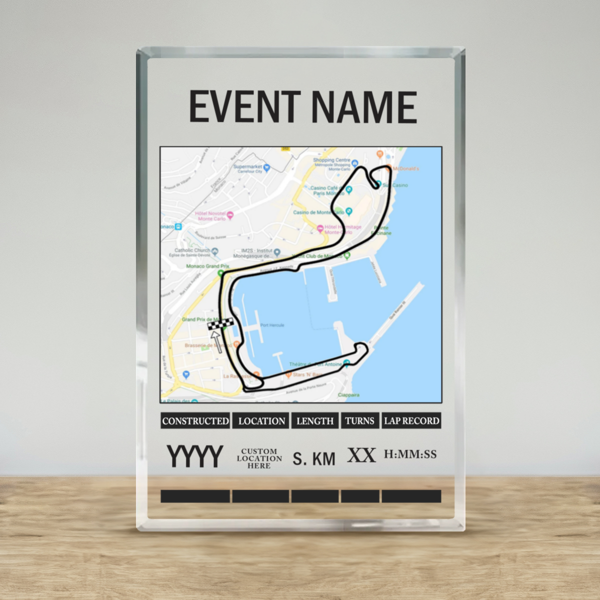 Personalized Racing Track Acrylic Plaque – Custom Circuit Map Desk ...