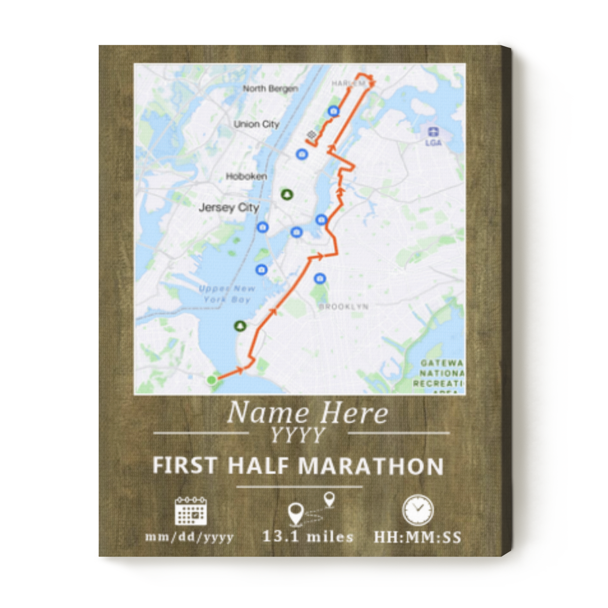 Custom Half Marathon Achievement Print - Personalized Race Route Art ...